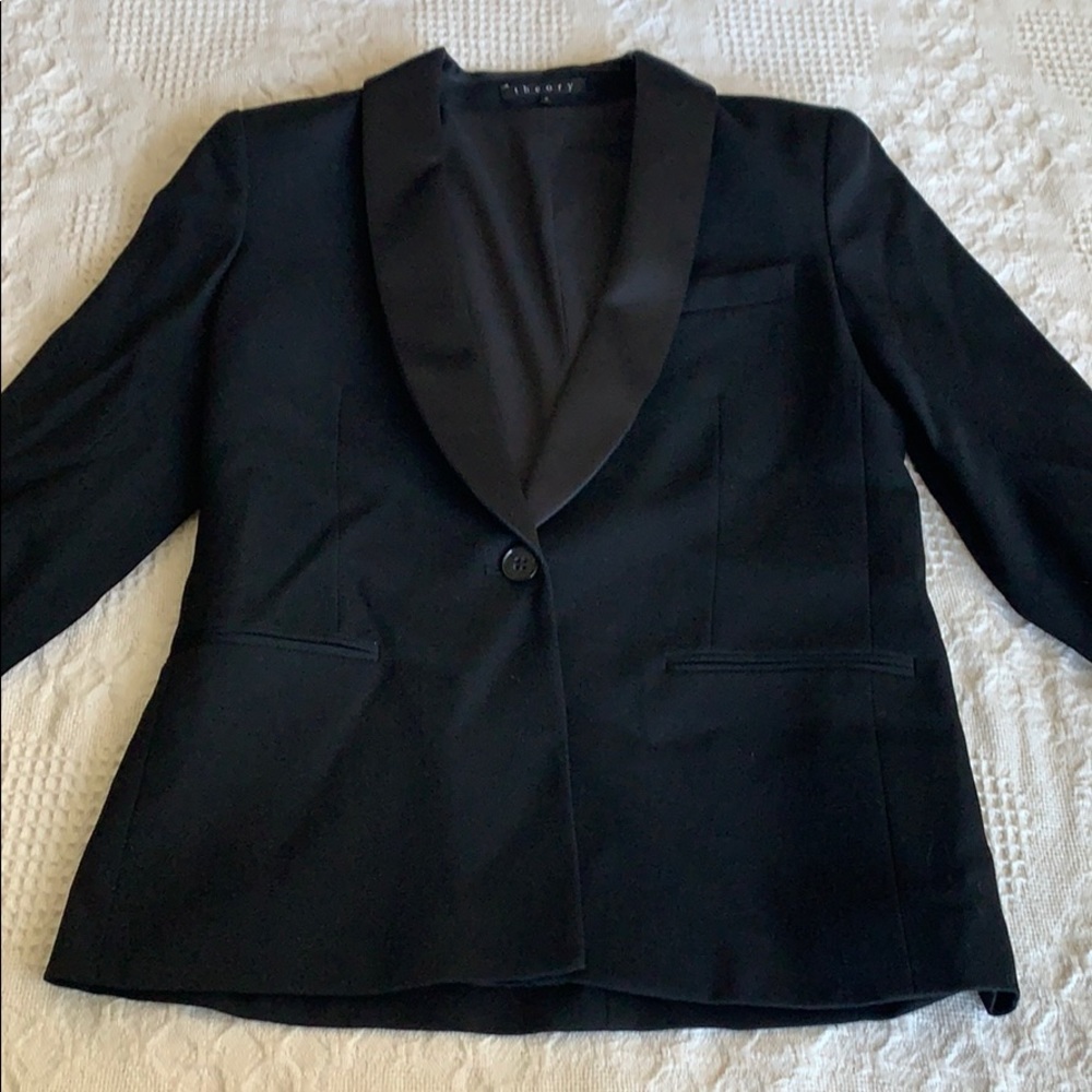 Theory Black Tuxedo Blazer In Modern Cut - Gem